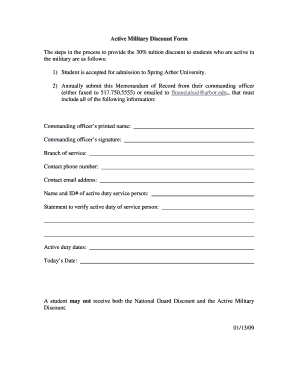 Fillable Online Active Military Discount Form The steps in the process ...