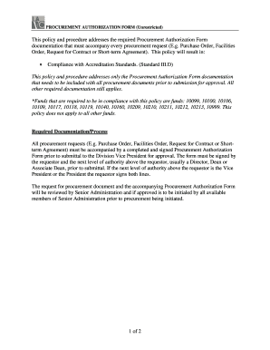 Fillable Online Procurement Authorization Form Fax Email Print - pdfFiller