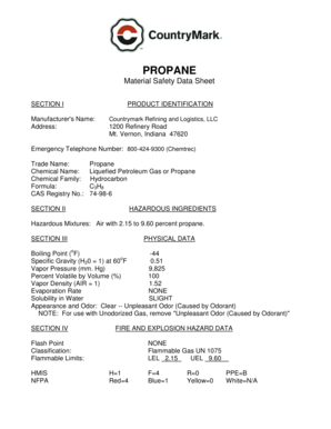 Fillable Online PROPANE Material Safety Data Sheet SECTION I PRODUCT ...