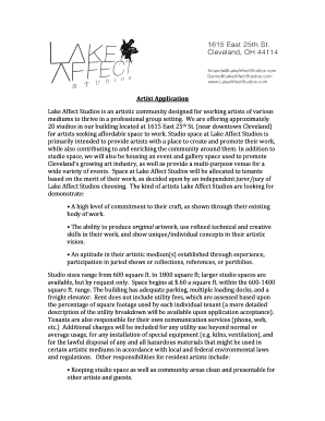 Fillable Online Artist applications Fax Email Print - pdfFiller