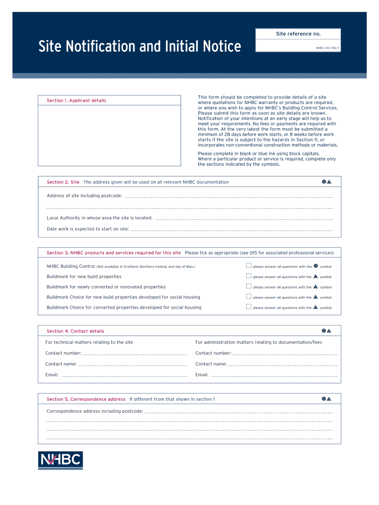 Fillable Online Site reference no. Site Notification and Initial Notice ...