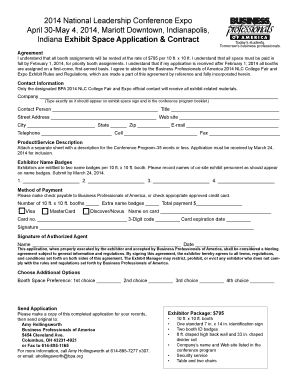 Fillable Online bpa Indiana Exhibit Space Application & Contract Fax Email Print - pdfFiller