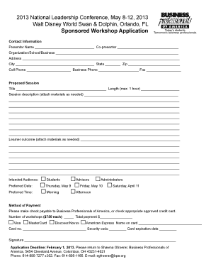 Fillable Online bpa Workshop Application Fax Email Print - pdfFiller