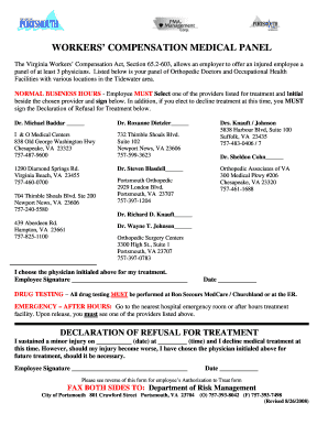 Fillable Online Workers39 compensation medical panel - Portsmouth ...