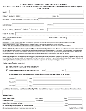 Fillable Online APPROVAL - The Graduate School FSU - Florida State ...