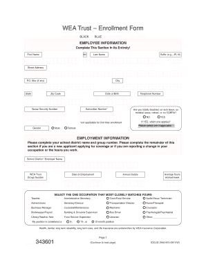 Fillable Online WEA Trust Group Insurance Enrollment Form Fax Email ...