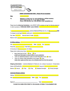 Fillable Online CREDIT AUTHORIZATION FORM (Please Fill ...