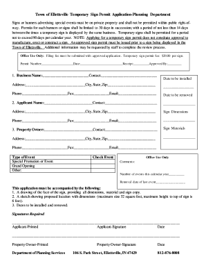 Fillable Online Temporary Sign Application - Ellettsvilleplanning.org Fax Email Print - pdfFiller