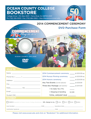 Fillable Online ocean Commencement DVD Order Form (PDF) - Ocean County ...
