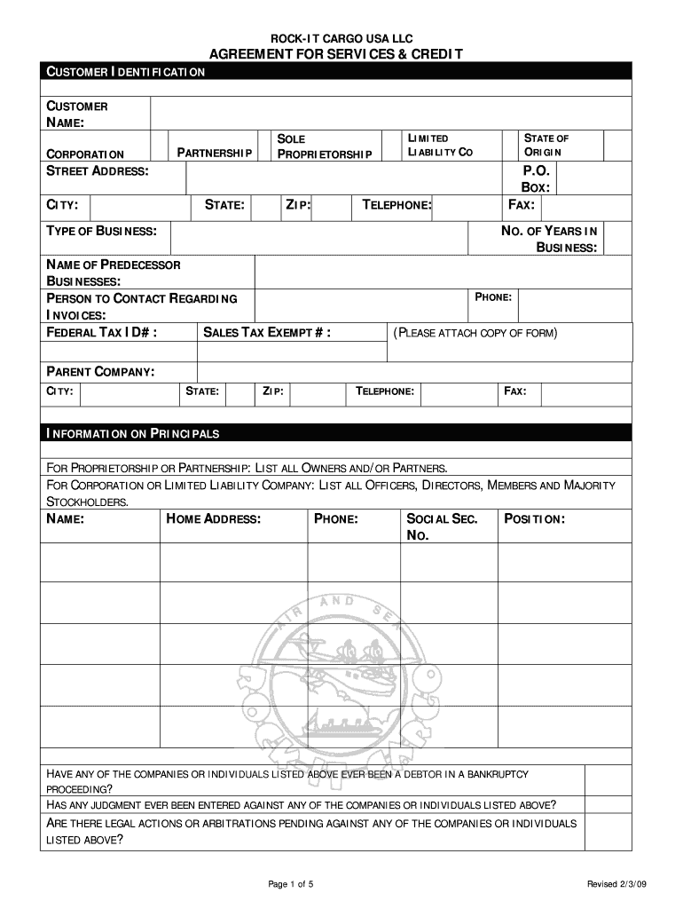 Fillable Online RIC Service Agreement Credit Application Final 12-08-08 Fax Email Print - pdfFiller