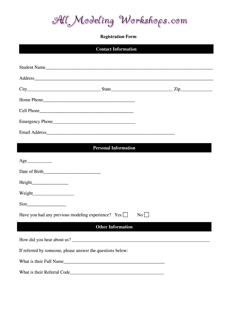 Modeling Form 2020 Fill Online Printable Fillable Blank PDFfiller