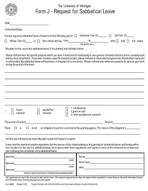 Fillable Online Form J - Request for Sabbatical Leave Fax Email Print ...