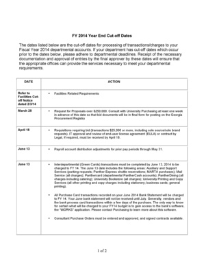 Fillable Online FY 14Final Cut Off Dates - All8.docx. Use this form to ...
