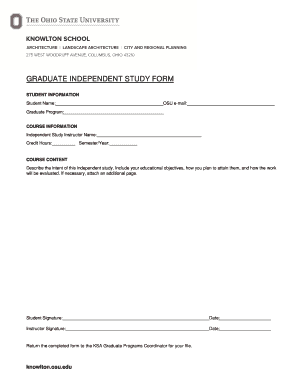Fillable Online GRADUATE INDEPENDENT STUDY FORM Fax Email Print - pdfFiller