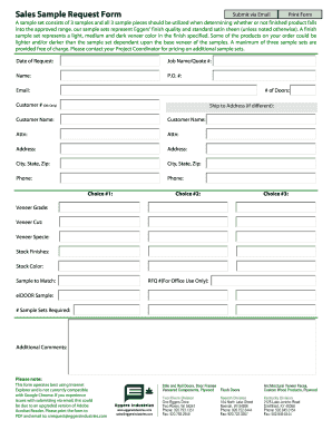 Fillable Online Sales Sample Request Form - Eggers Industries Fax Email ...