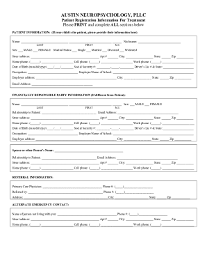 Fillable Online New Patient Form - General - Austin Neuropsychology Fax Email Print - pdfFiller