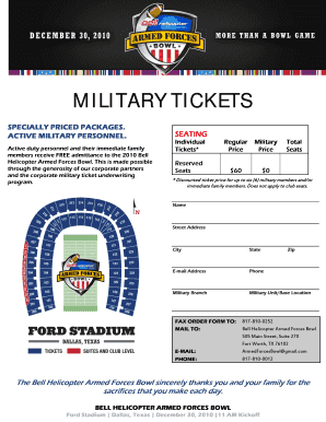 Fillable Online MILITARY TICKETS Fax Email Print - pdfFiller