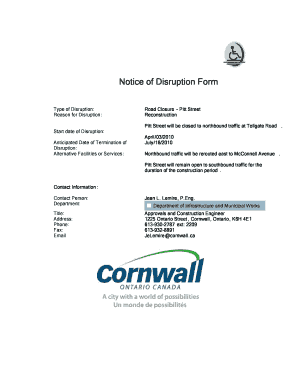 Fillable Online Type of Disruption Fax Email Print - pdfFiller