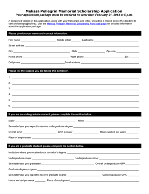 Fillable Online Application for the Melissa Pellegrin Scholarship Fax ...