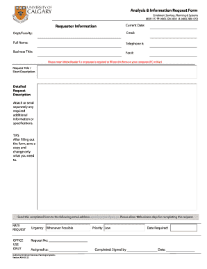 Fillable Online ucalgary Analysis & Information Request Form Fax Email Print - pdfFiller
