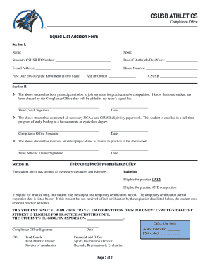 Fillable Online CSUSB ATHLETICS Fax Email Print - pdfFiller