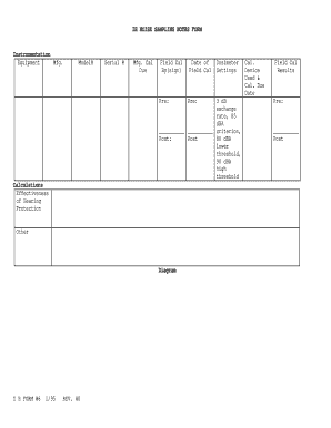 Fillable Online www-esh fnal IH NOISE SAMPLING NOTES FORM I H FORM #6 1 ...