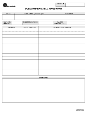 Fillable Online www-esh fnal FFermilab BULK SAMPLING FIELD NOTES FORM ...