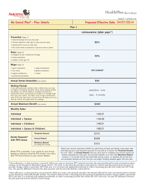 Fillable Online My Dental Plan - Plan Details Proposed Effective Date ...