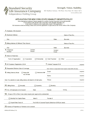 Fillable Online APPLICATION FOR NEW YORK STATE DISABILITY BENEFITS ...