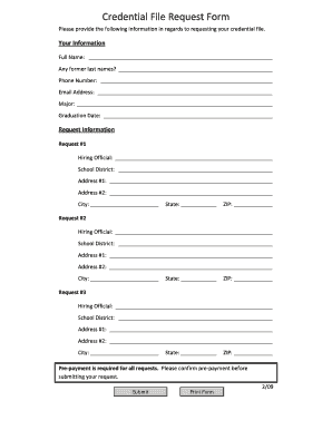 Fillable Online hs iastate Credential File Request Form Fax Email Print - pdfFiller