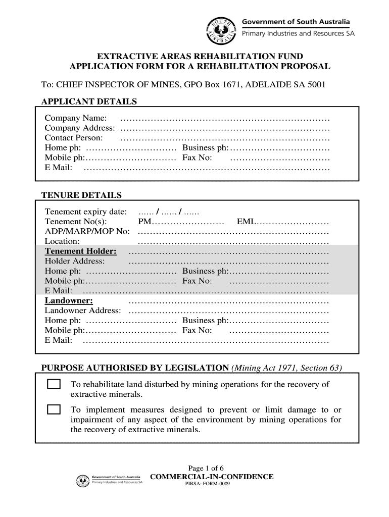Fillable Online minerals dmitre sa gov EARF Proposal Application Form ...