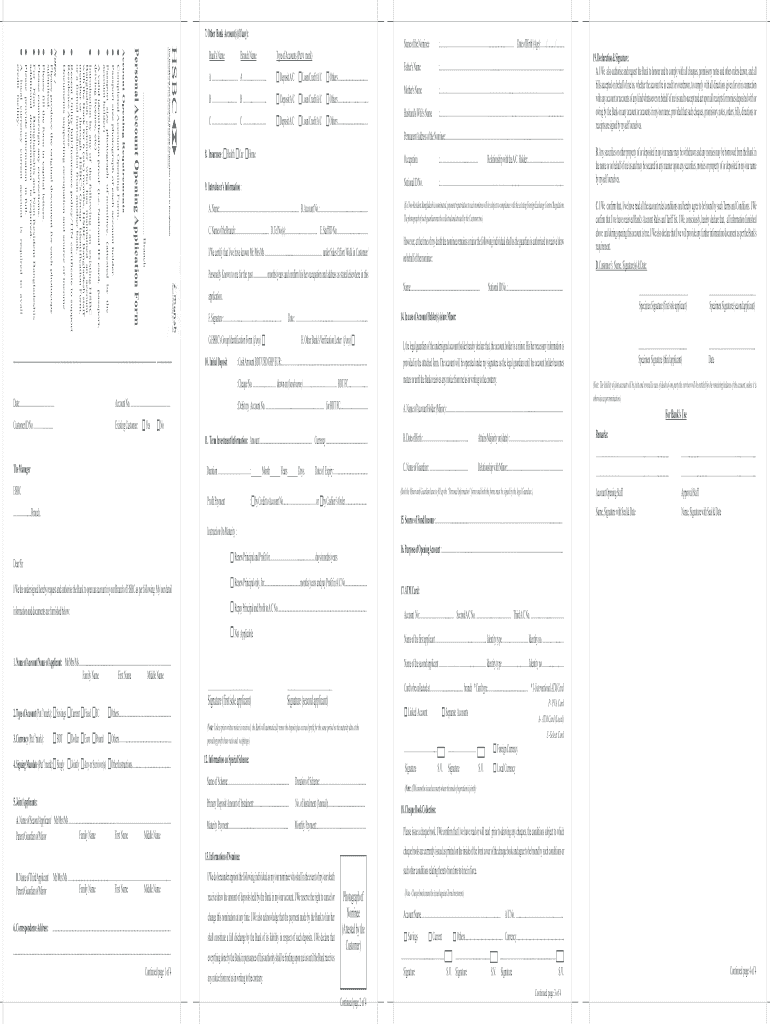 Fillable Online Personal Account Opening Application Form Fax Email ...