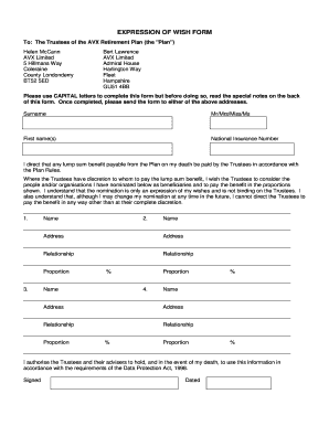 Fillable Online Expression of Wish Form - Belong Fax Email Print ...