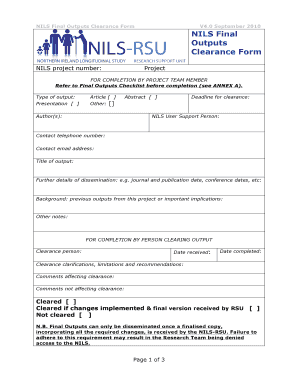 Fillable Online calls ac NILS Final Outputs Clearance Form - calls ac ...