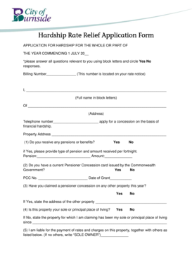 Fillable Online Hardship Rate Relief Application pplication pplication ...