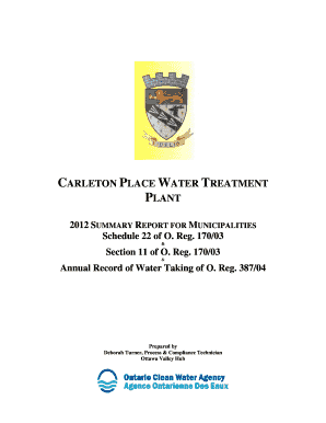 Fillable Online CARLETON PLACE WATER TREATMENT Fax Email Print - pdfFiller