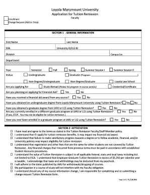 Fillable Online Tuition Remission Application for Faculty Members - My ...