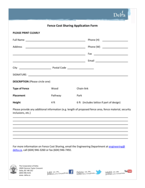 Fillable Online Fence Cost Sharing Application Form - Corporation of ...