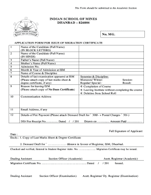 Migration Certificate Mining - Fill Online, Printable, Fillable, Blank ...