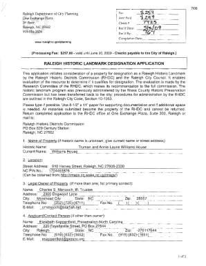 Fillable Online RALEIGH HISTORIC LANDMARK DESIGNATION APPLICATION ...