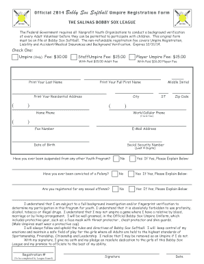 Fillable Online salinas bobby sox registration form Fax Email Print ...
