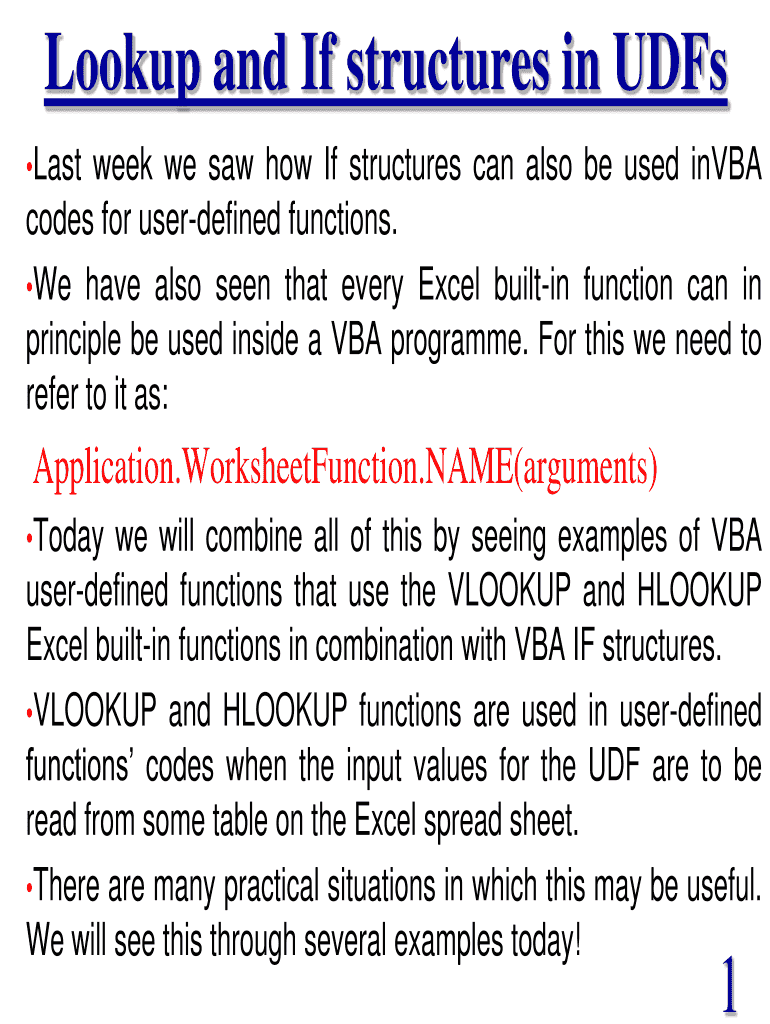 Fillable Online Lookup and If structures in UDFs Fax Email Print - pdfFiller