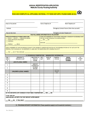 Fillable Online housing recertification package wakulla county form Fax ...