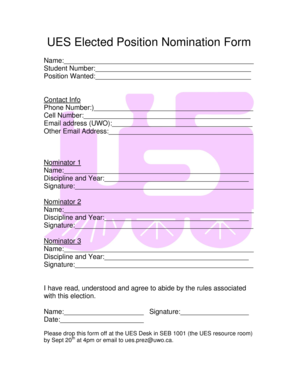 Fillable Online UES Elected Position Nomination Form Fax Email Print - pdfFiller