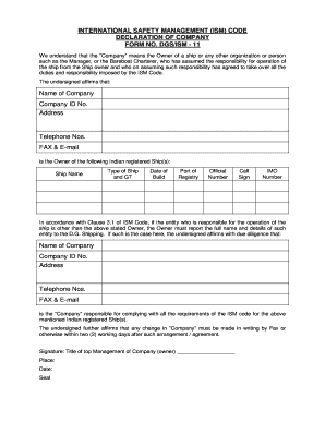 Fillable Online DECLARATION OF COMPANY Fax Email Print - pdfFiller