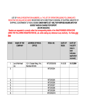 Fillable Online LIST OF INVALID REGISTRATION NUMBERS, i Fax Email Print ...