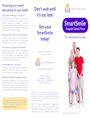 Fillable Online SmartSmile and Super SmartSmile Brochure and Enrollment ...