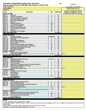 Fillable Online Geol Queensu G6 Audit Form 2006 2007 Geological
