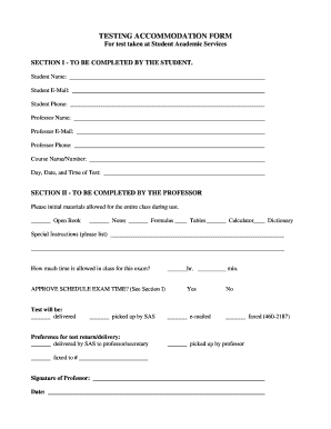 Fillable Online TESTING ACCOMMODATION FORM - BadgerWeb Fax Email Print ...