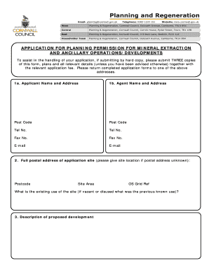 Fillable Online APPLICATION FOR PLANNING PERMISSION ... - Cornwall ...